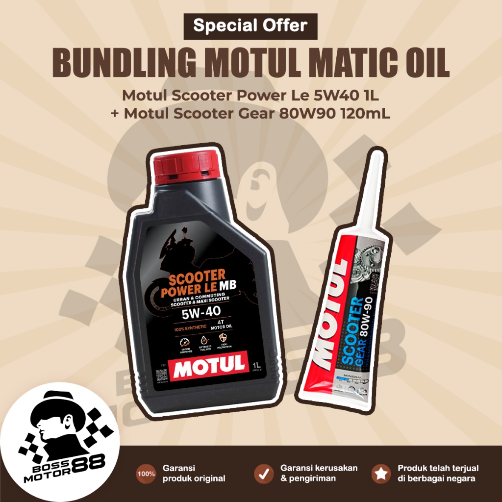 Jual Paket Oli Matic Motul Scooter Power Le 5W40 1L + Scooter Gear ...