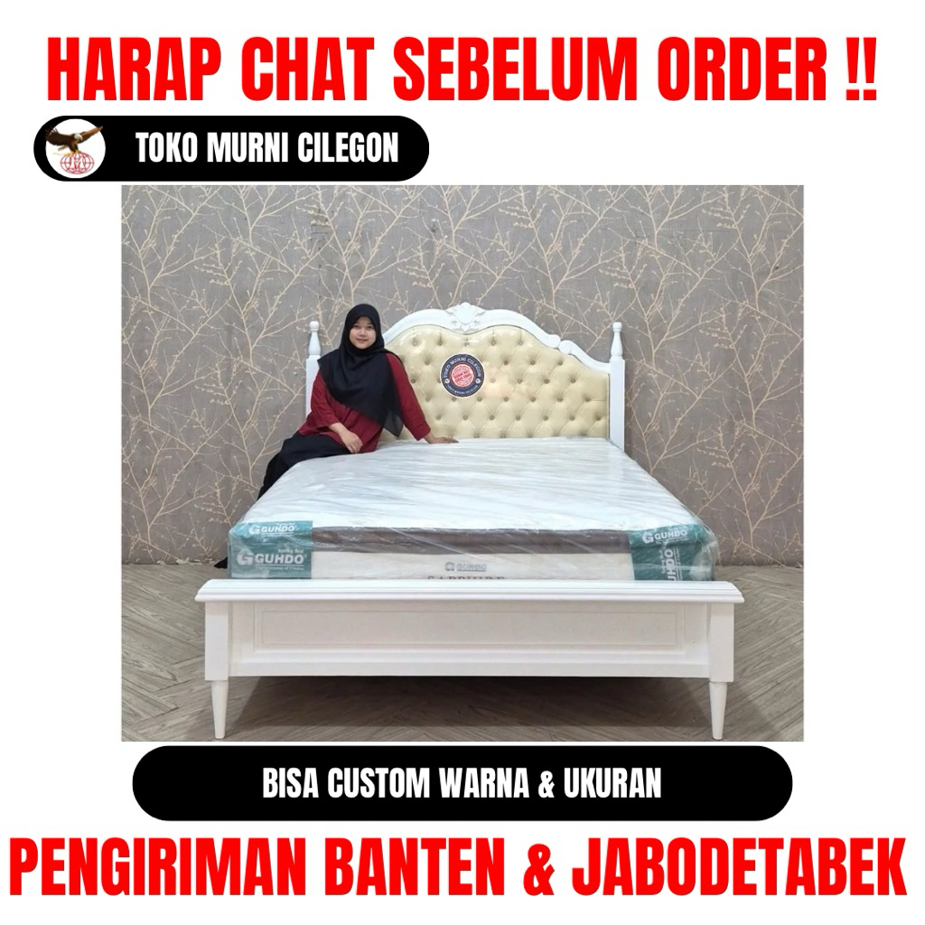Jual Ranjang Bloktik Corwn White Tanpa Kasur ( Free ongkir cilegong ...