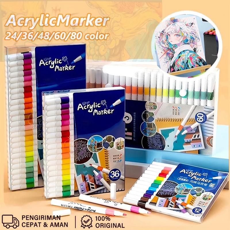 Jual Set Spidol Akrilik [12/24/36/48/60/80 Warna] - Kombinasi Warna ...