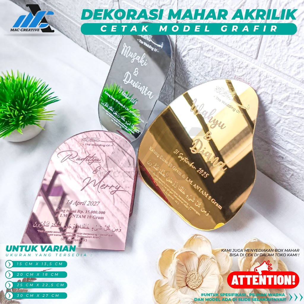Jual Dekorasi Mahar Akrilik Mirror Grafir - Akrilik Custom Tetes Air ...