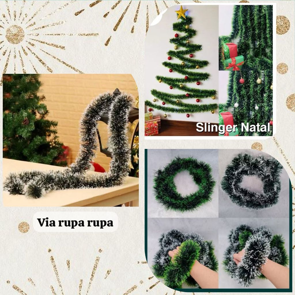 Jual SLINGER NATAL DEKORASI POHON NATAL HIJAU SALJU DAN HIJAU DAUN ...
