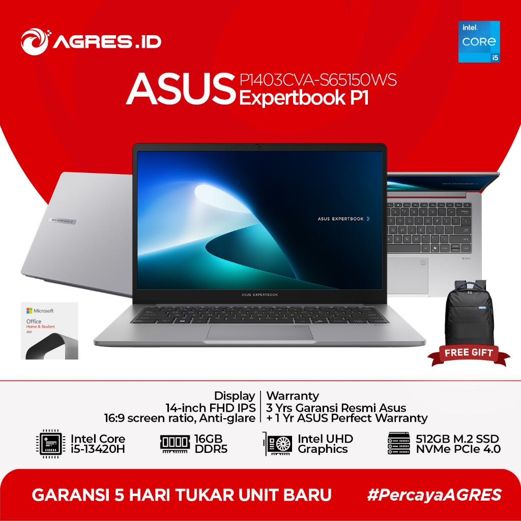 Jual Asus Expertbook P1403CVA | I5 13420H 8GB/16GB 512GB 14.0 FHD W11 ...