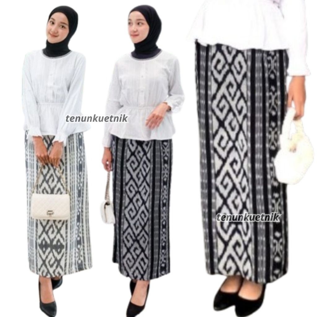 Jual Rok Tenun Wanita Dewasa Kerja Formal Span Saku Samping Kekinian ...
