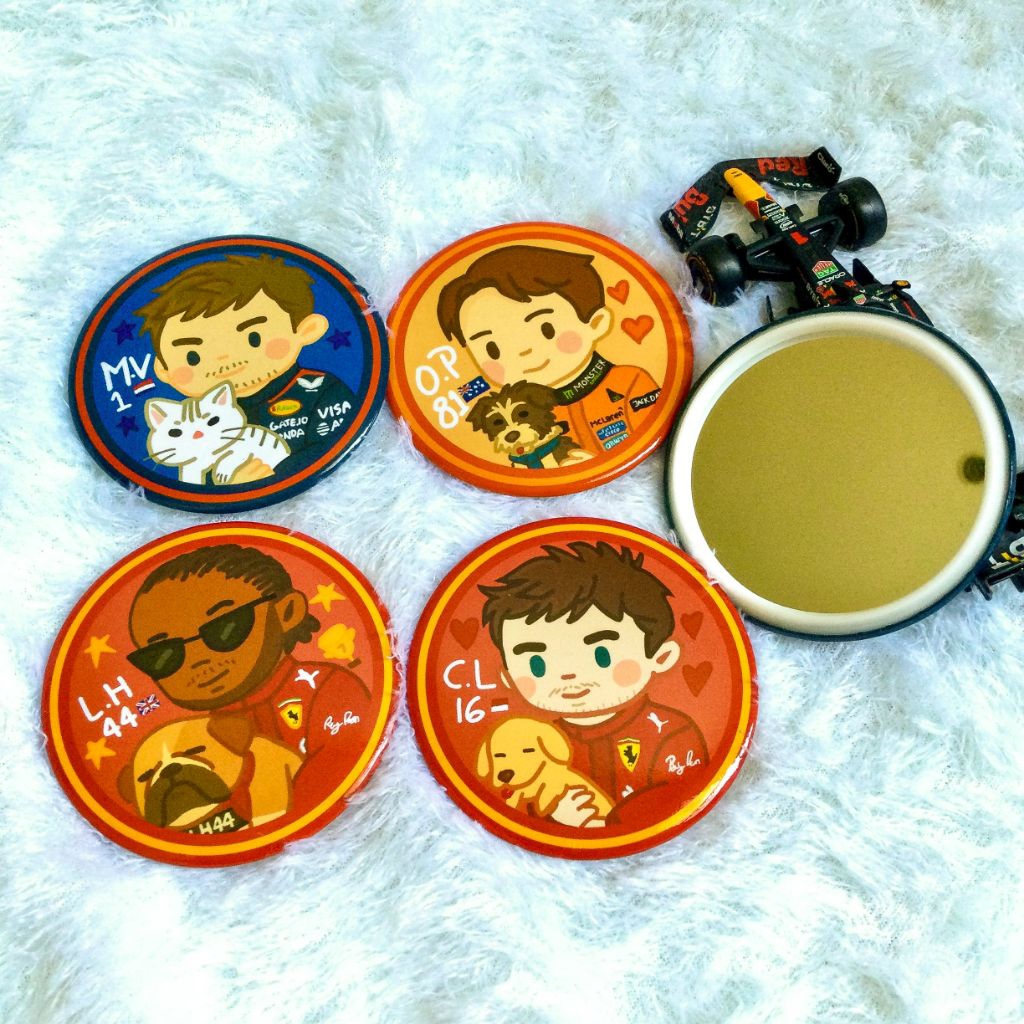 Jual Handmirror F1 drivers with pets chibi cartoon unofficial fanmerch ...