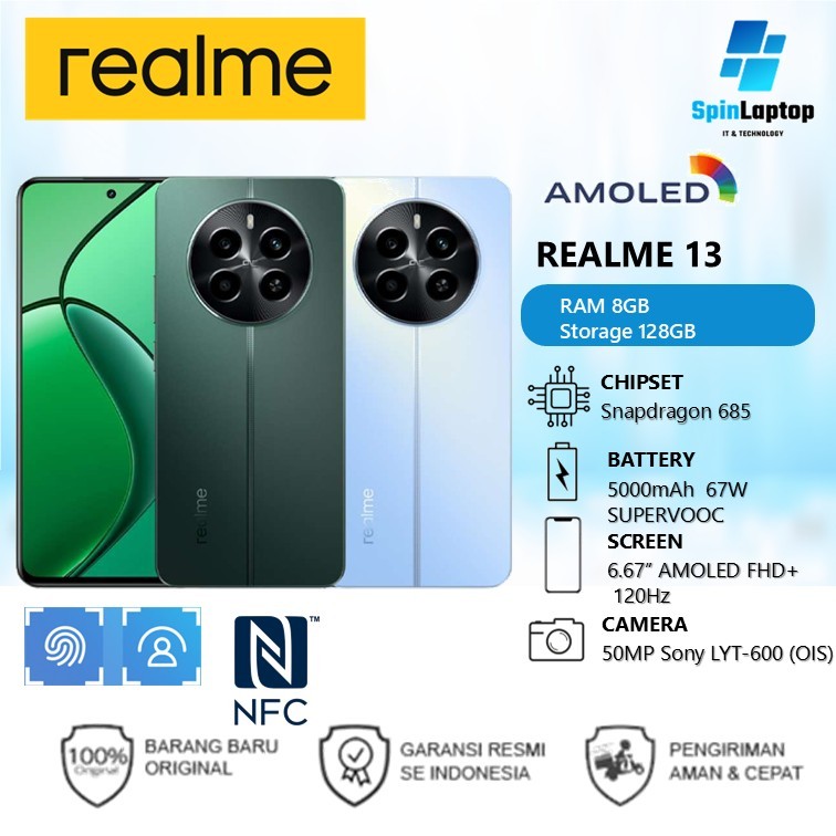 Jual Realme 13 8GB + 256GB | Skyline Blue | AMOLED 120Hz | Garansi ...