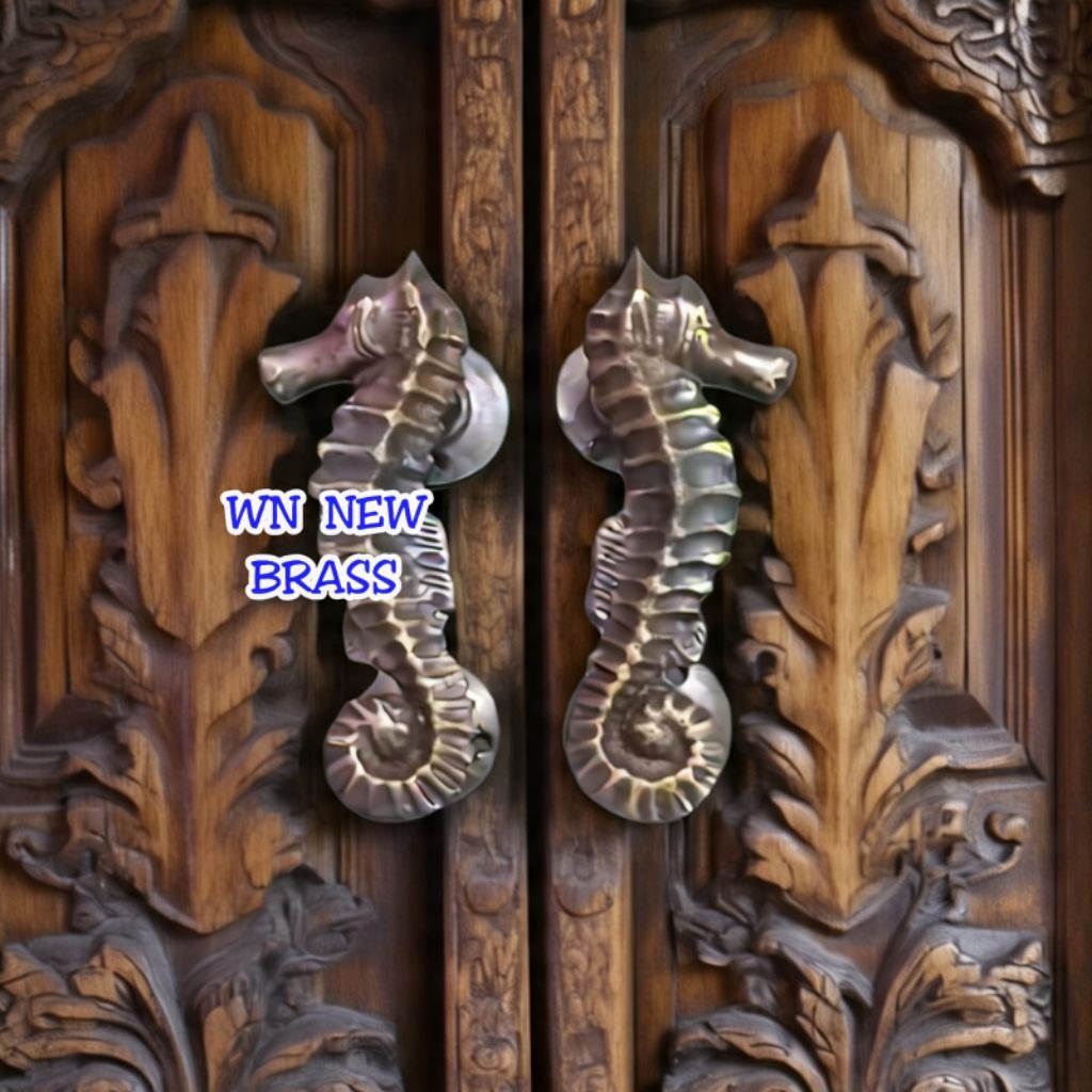 Jual Handle Pintu / Tarikan Pintu Rumah Pagar Kuningan Motif Kuda Laut ...