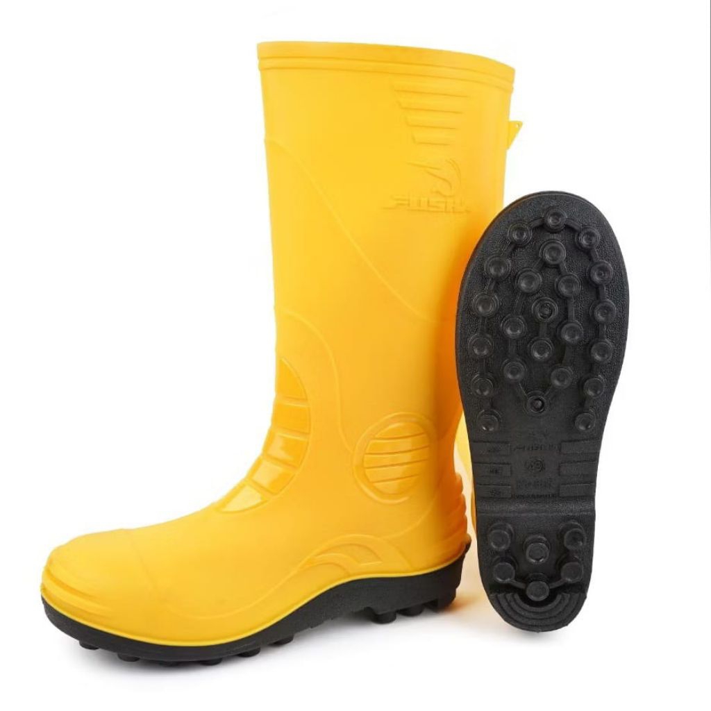 Jual bisa cod sepatu boots safety tinggi kuning toe cap besi sepatu ...