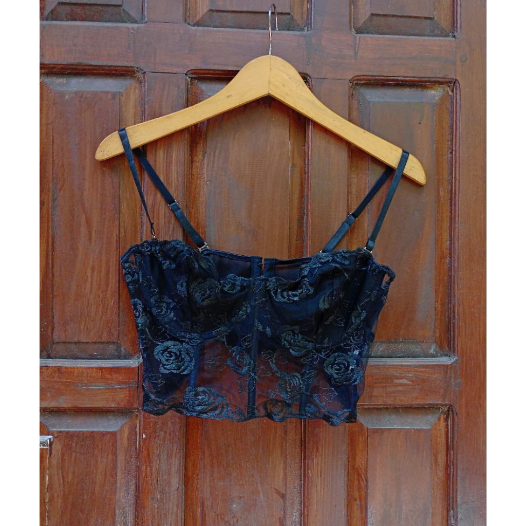 Jual Black Lace Bustier Corset Tank Top Hitam XL | Shopee Indonesia