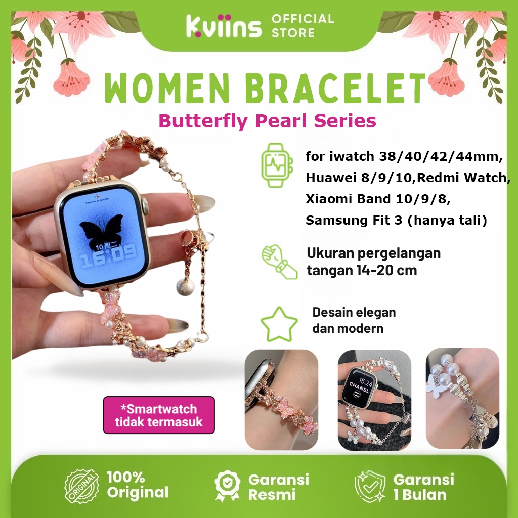 Jual Kviins Wanita Strap for Huawei Band 10/9/8, Xiaomi band 10, Samsung Fit 3, Apple Watch 38 ...