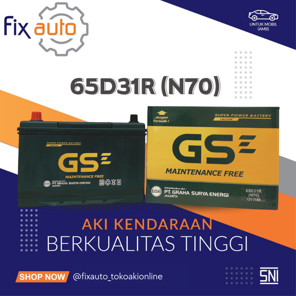 Jual Aki Mobil Kering GSE N70 65D31R 70Ah 12V Accu MF Super Power ...