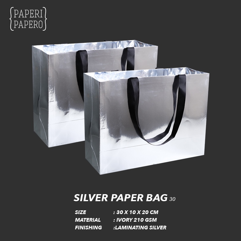 Jual Silver Paper Bag (30x10x20 cm) (1 Pcs) - Shopping Bag / Tas Kertas ...