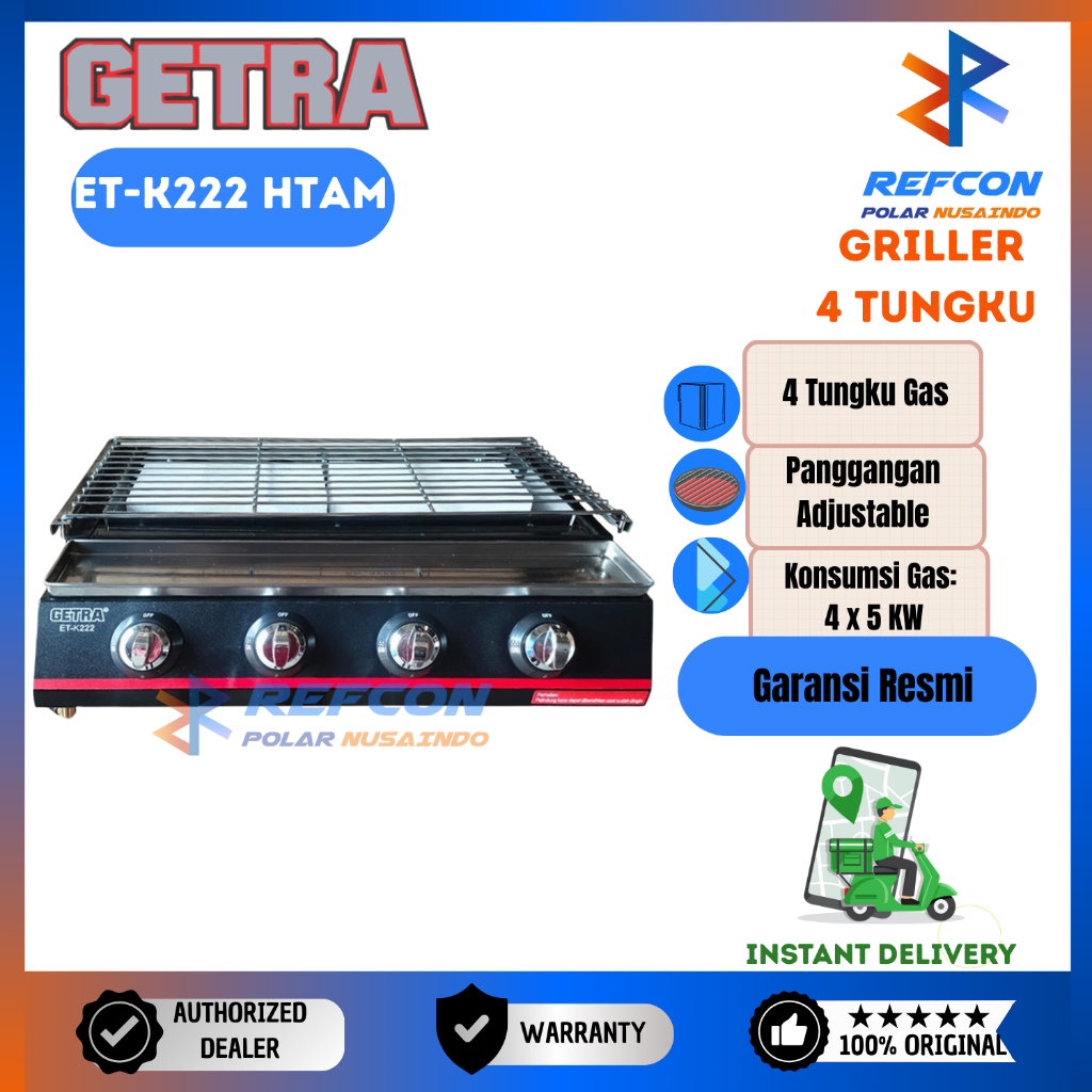 Jual Griller GETRA ET K222 / ET K 222 BLACK 4 Tungku GRAB / GOJEK ...