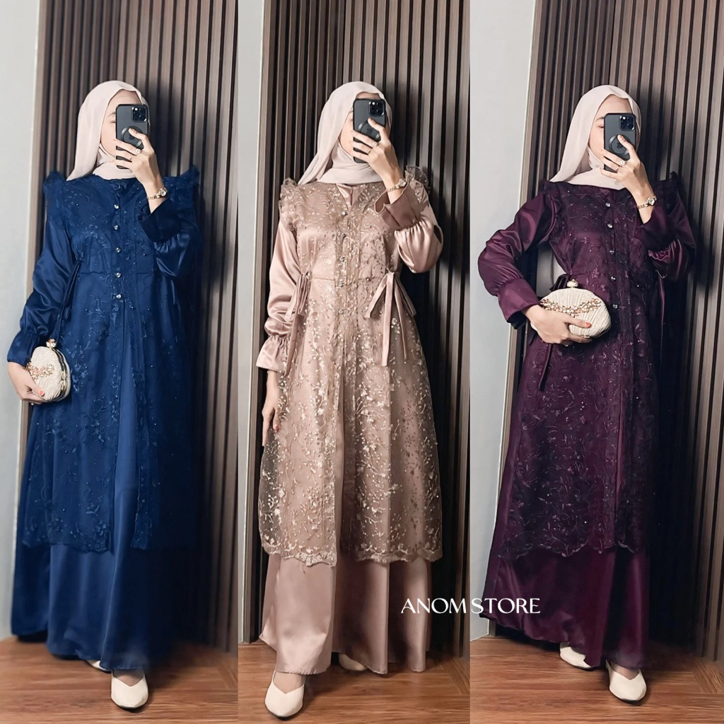 Jual Jasmine Dress Brukat by anomstore - Satin Silk Brokat Semi Outer ...