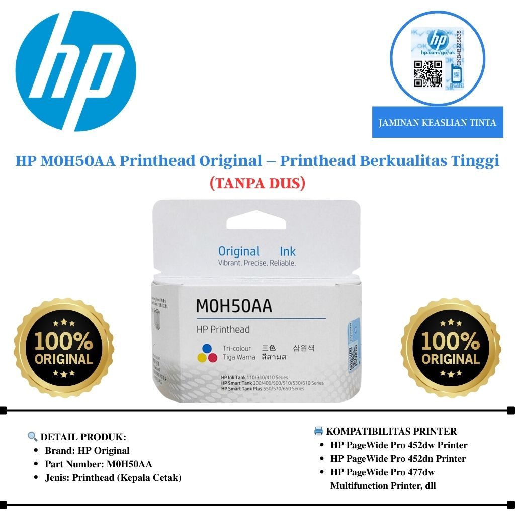 Jual HP M0H50AA Tri-Color Printhead Original – Printhead HP Ink Tank ...