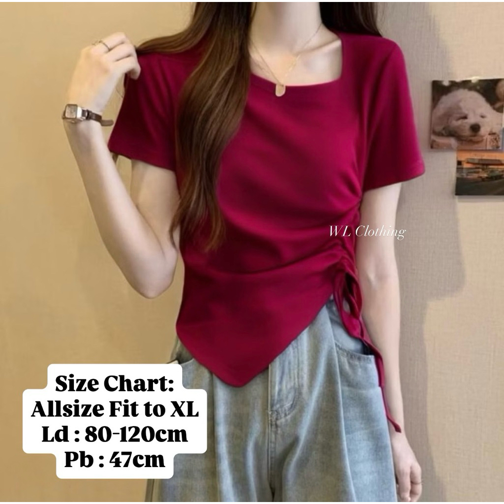 Jual WL.Clothing - Basic Serut Crop Top / Baju Wanita Korean Fashion ...