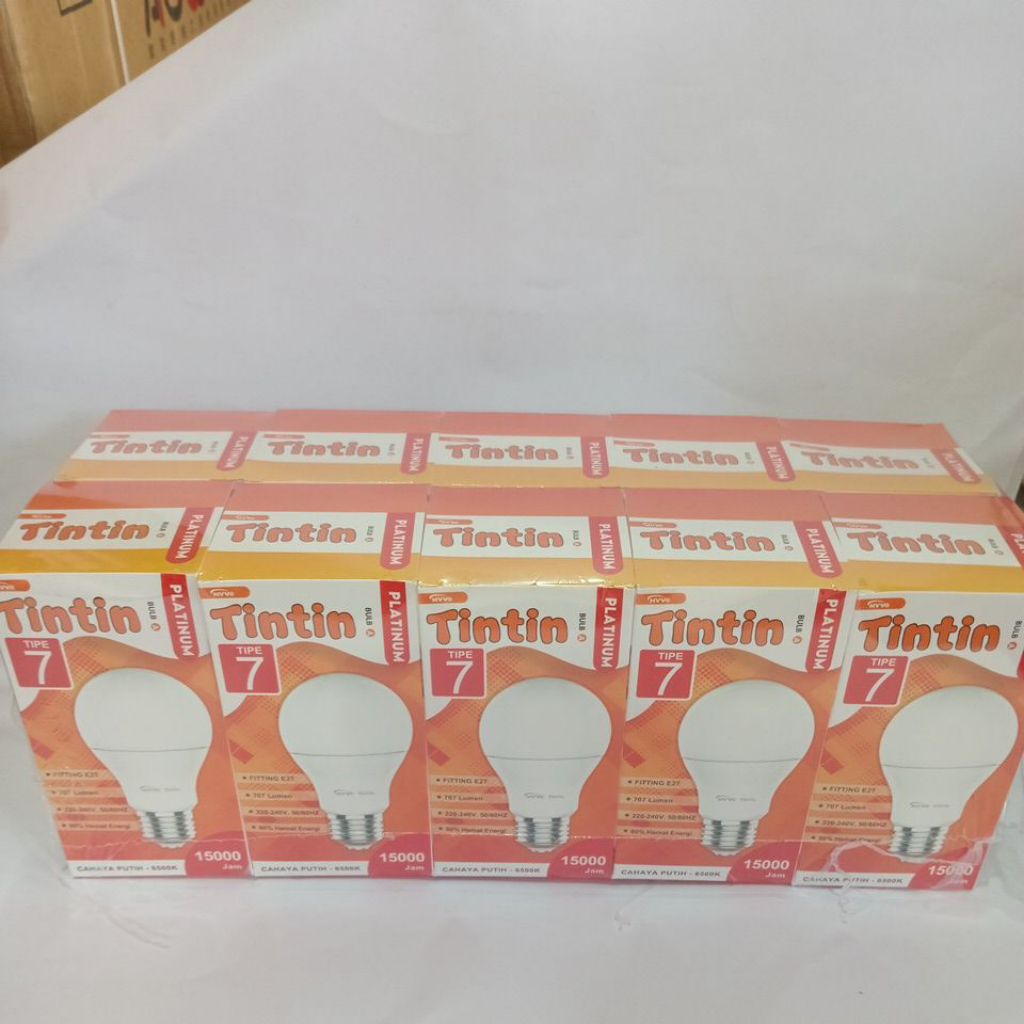 Jual LAMPU TINTIN PLATINUM 7 WATT PER PAK ISI 10 LAMPU | Shopee Indonesia