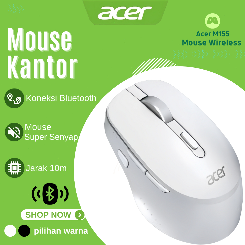 Jual Acer M155 Mouse Nirkabel 2.4GHz+Bluetooth Dual Mode Connection Isi ...