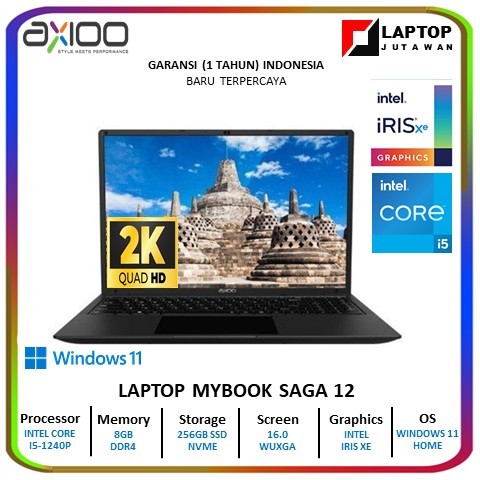 Jual Laptop Axioo Mybook SAGA 12 Core i5-1240p 8GB/256GB SSD Windows 11 ...