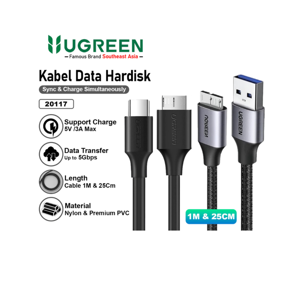 Jual UGREEN Kabel Enclosure Hardisk Usb A dan Usb C to Micro B ...