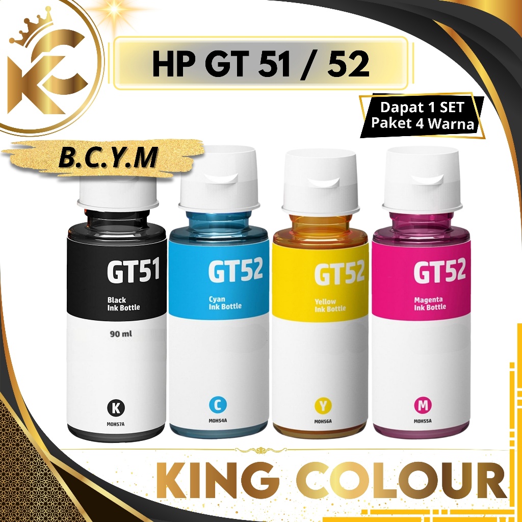 Jual TINTA HP GT51 & GT52 ( 1 SET ) SERIES PRINTER HP515, HP500, HP615 ...