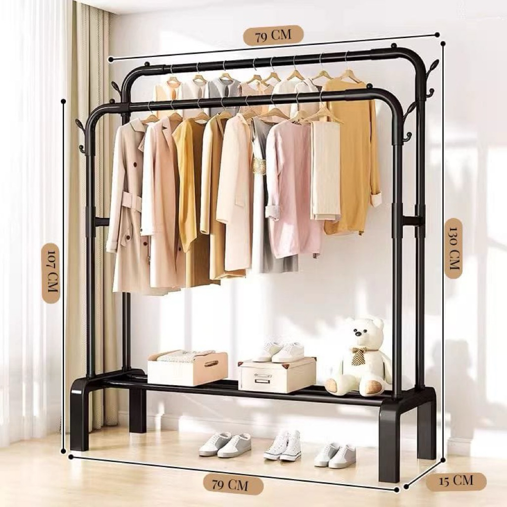 Jual [STAND DOUBLE RAK] Rak Gantungan Baju Serbaguna Stand Cloth Hanger ...