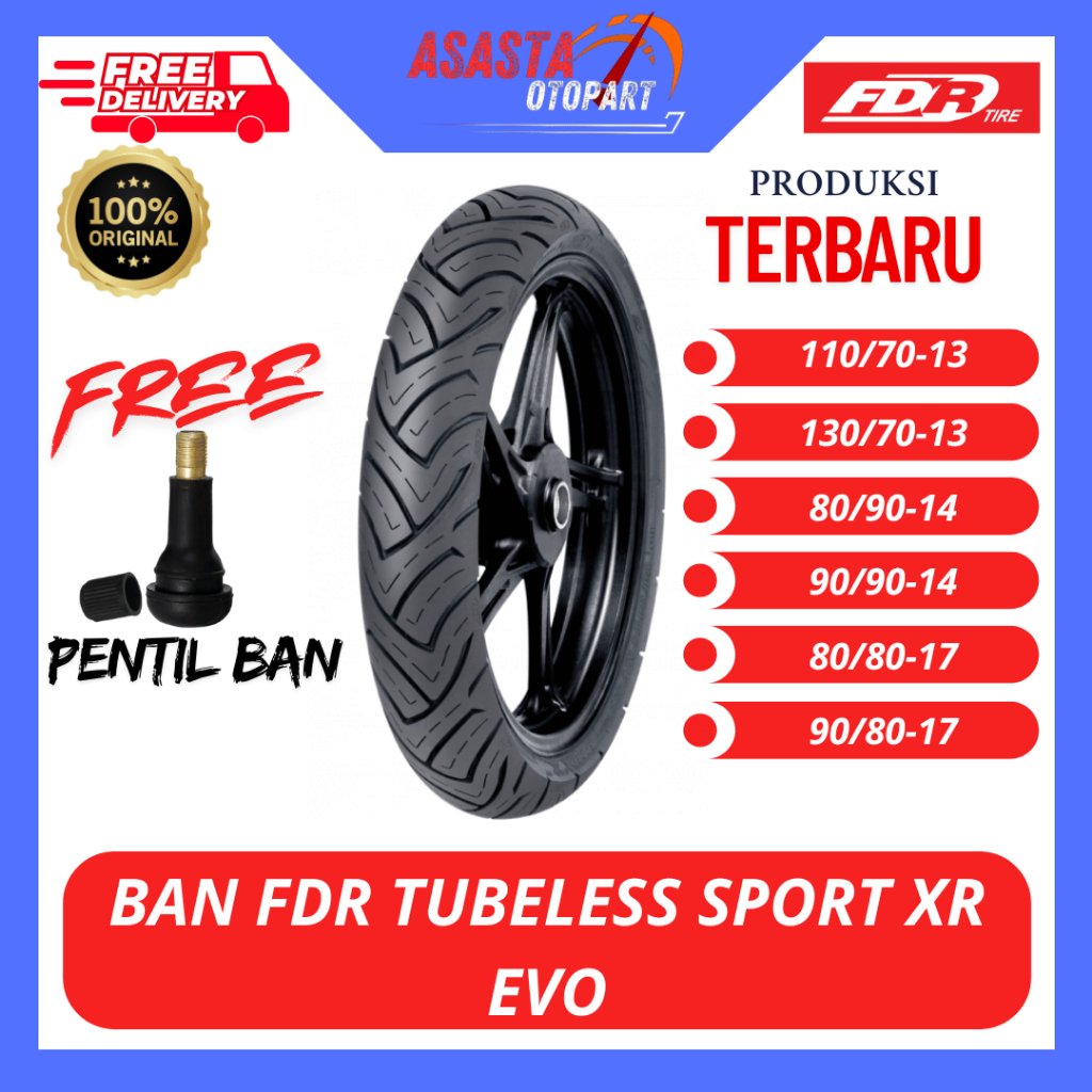 Jual BAN FDR TUBELESS SPORT XR EVO TL / BAN MOTOR RING 13 / RING 14 ...