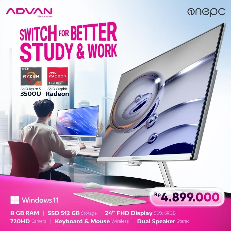 Jual ADVAN One PC AIO - Amd Ryzen 5 3500U RAM 8GB 512GB SSD 24"FHD 99 ...