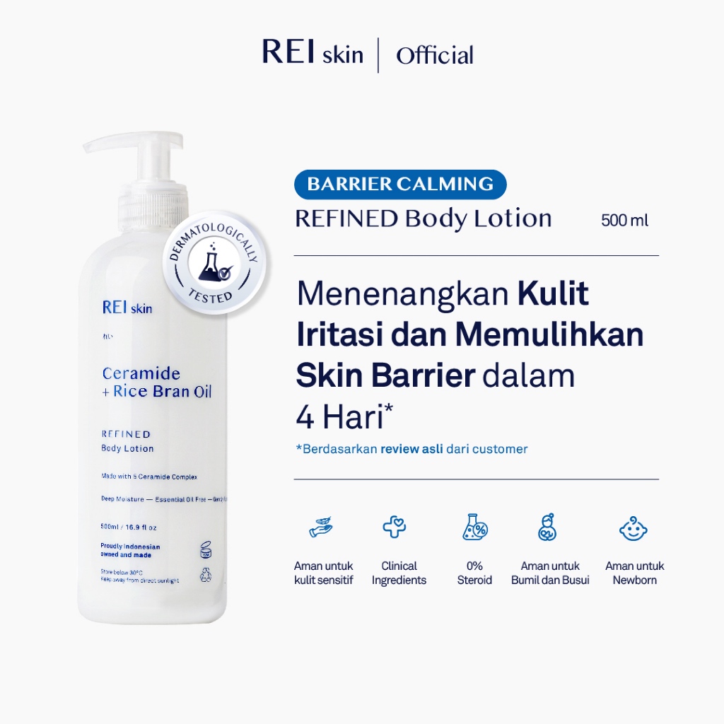 Jual 500 ml REI Skin Ceramide + Rice Bran Oil Refined Body Lotion ...