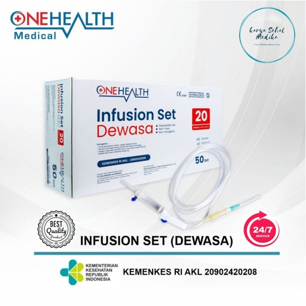 Jual Onehealth Infus Set Dewasa 1 Box isi 50 Pcs / Infusion Set ...