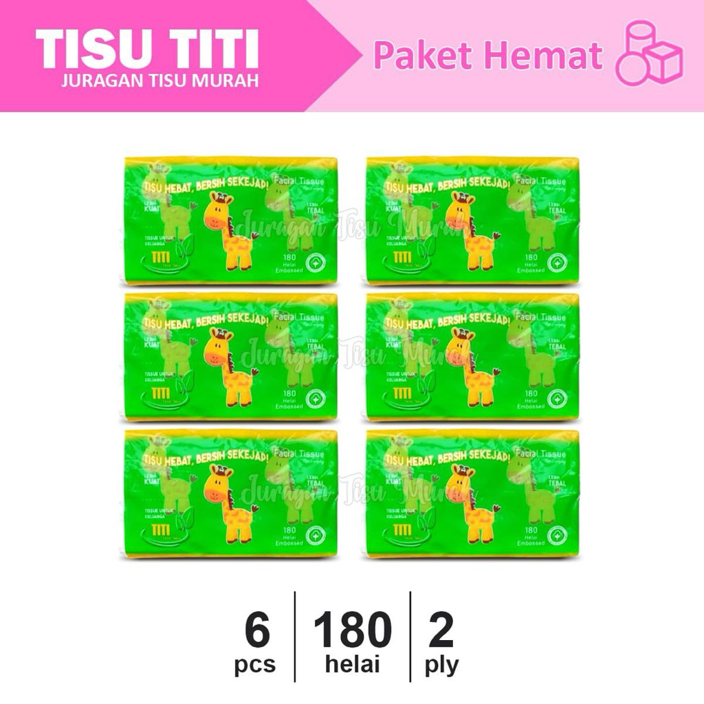 Jual Tissue facial TITI 180 helai paket 6 pcs | Shopee Indonesia