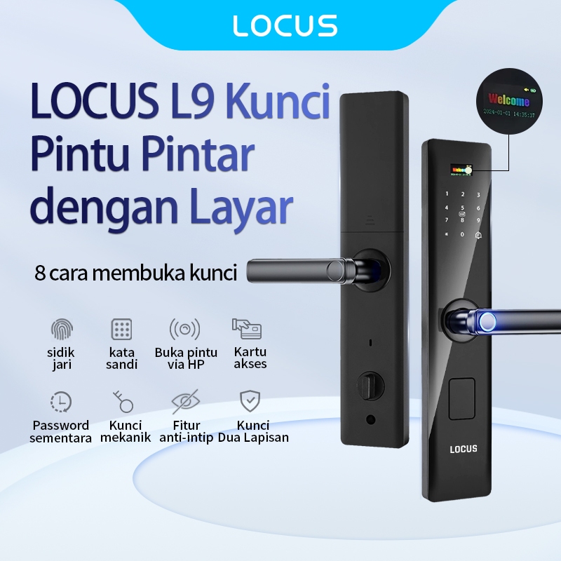 Jual LOCUS L9 Screen Smart Lock dengan Layar, Kunci Pintu Pintar Tuya App/Fingerprint/Password ...