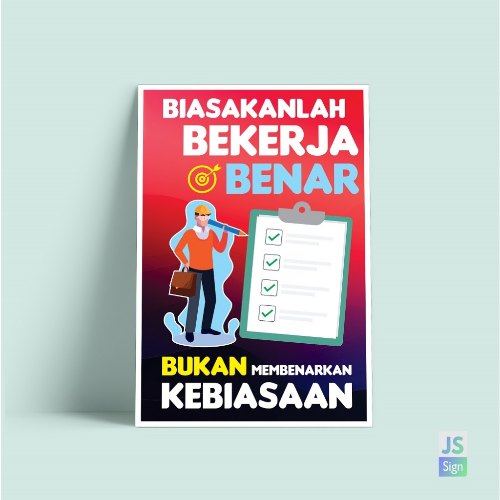 Jual POSTER SAFETY K3 - BIASAKAN BEKERJA DENGAN BENAR | Shopee Indonesia
