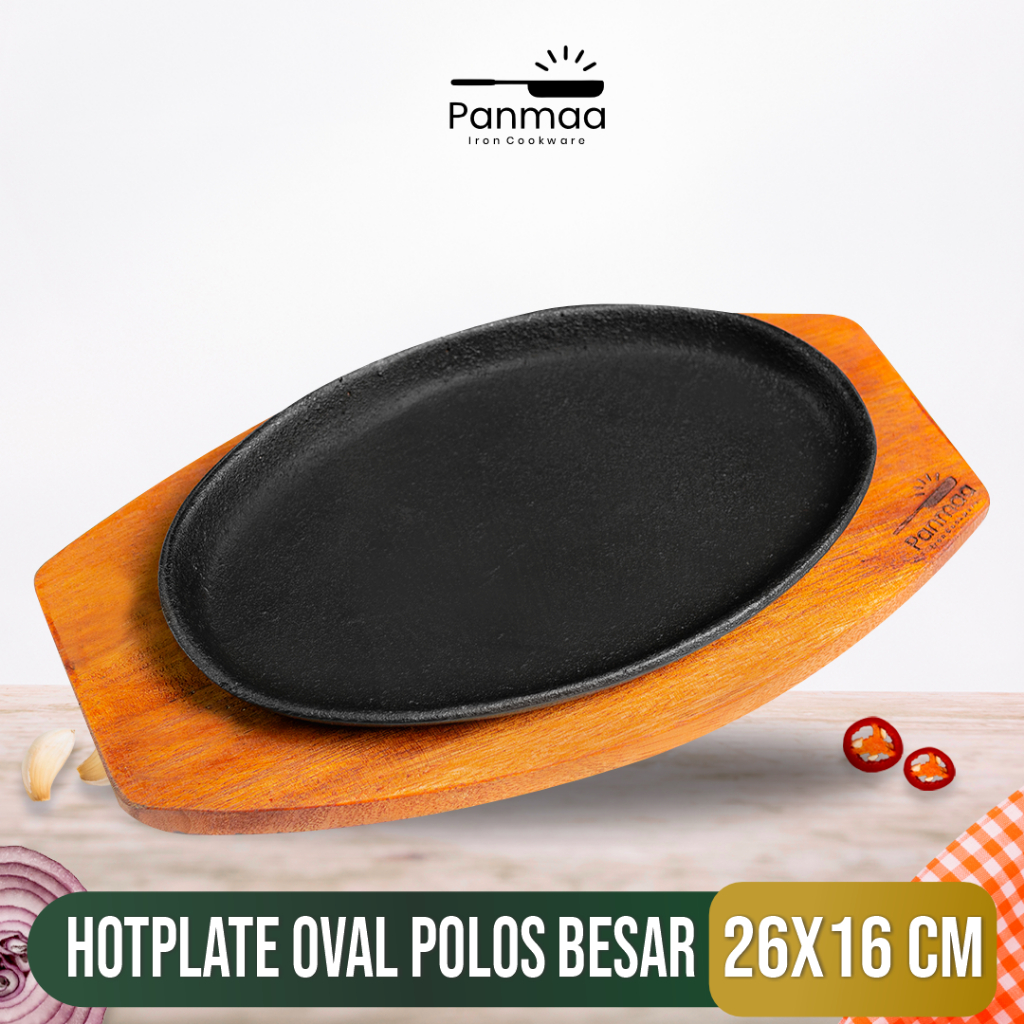 Jual PANMAA Cast Iron Hot Plate Steak / Piring Oval Polos Besar (26x16 ...