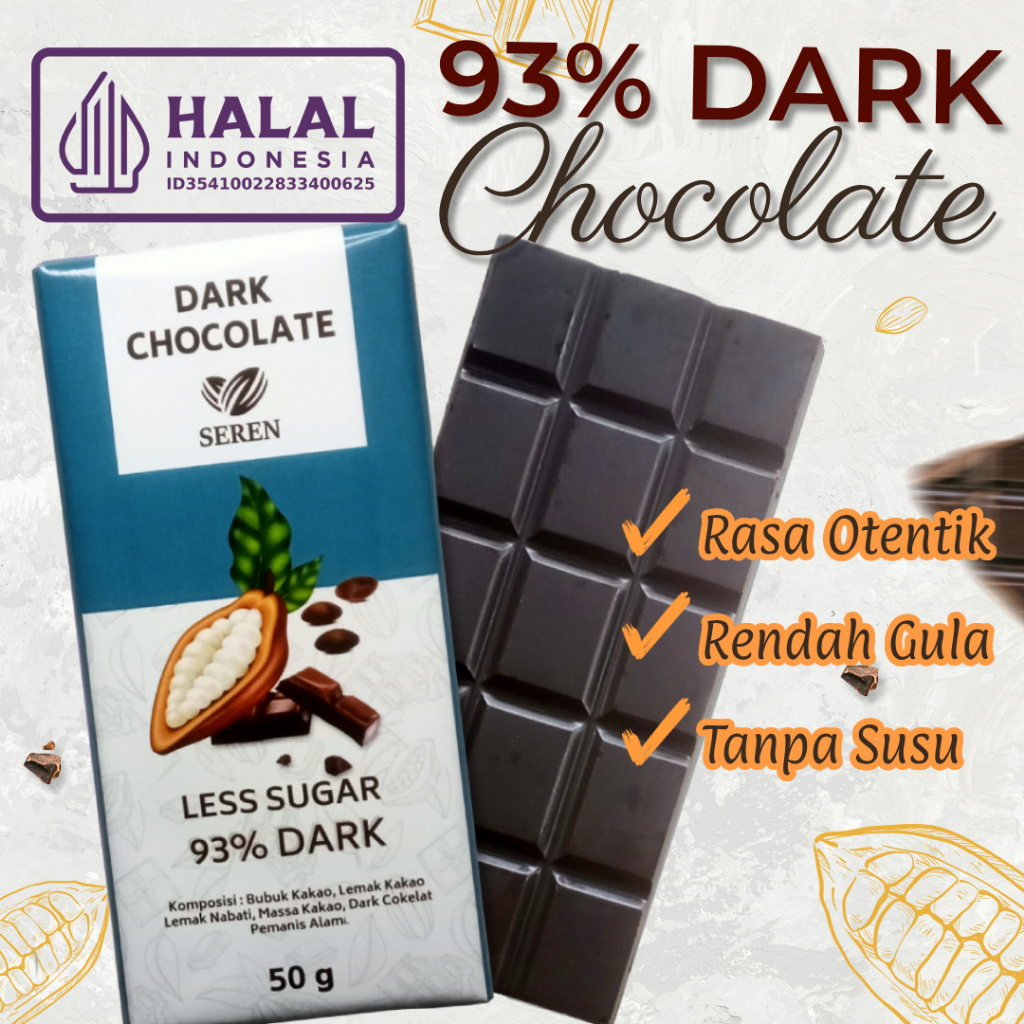 Jual 93 Persen Dark Chocolate | Coklat Batangan Rendah Gula - Seren ...