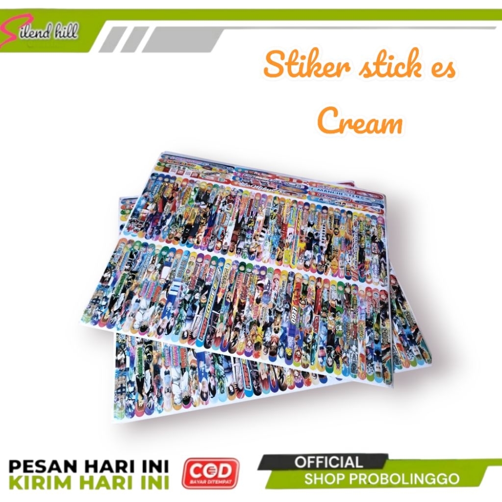 Jual stiker stick es krim es Cream 1 lembar isi 80 pcs | Shopee Indonesia