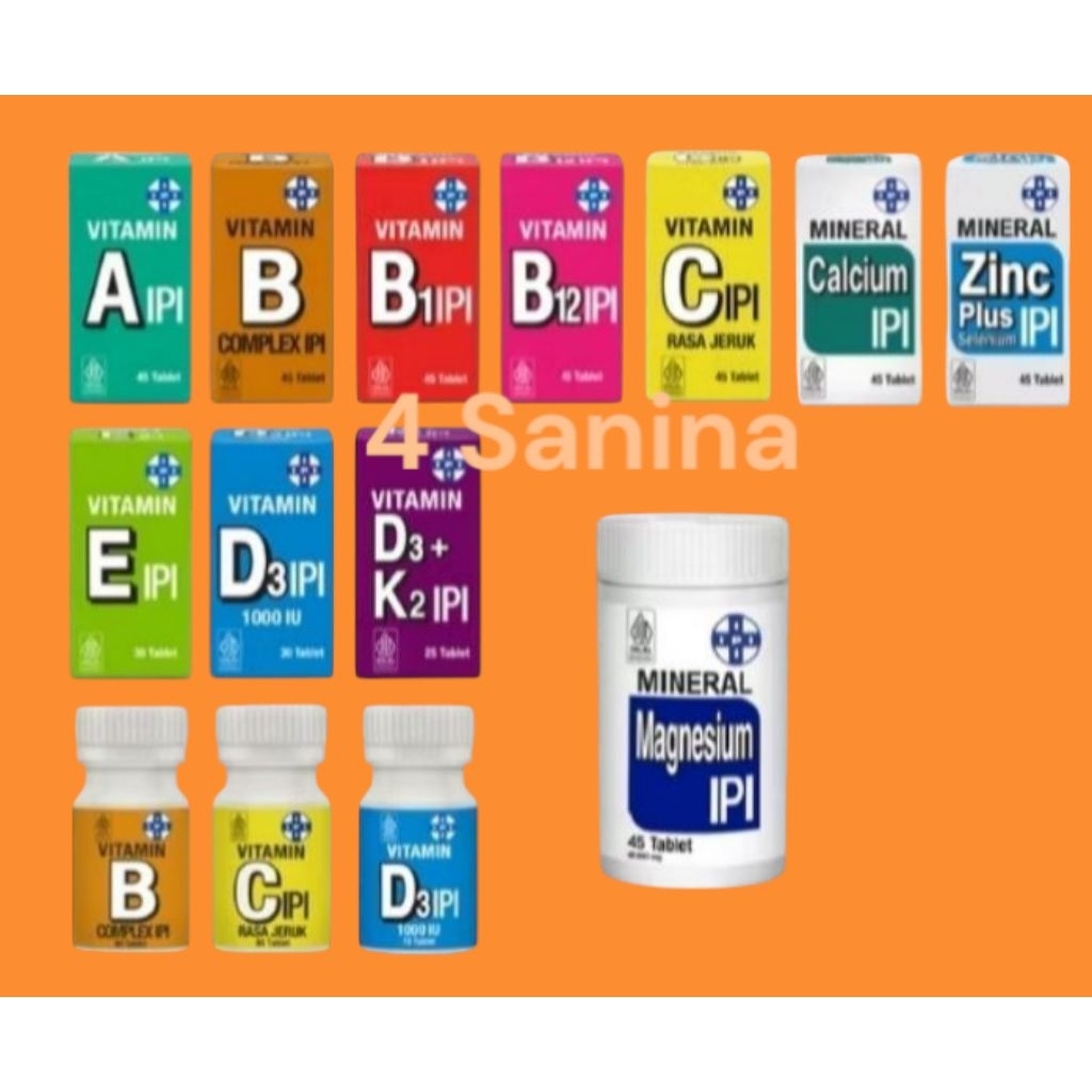 Jual Vitamin Ipi B12 ,AB1,B Komplex,D3+K2,E Mineral,Zinc Calsium ...