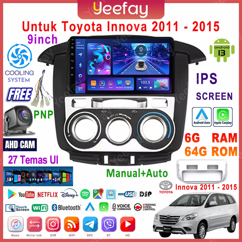 Jual Untuk Toyota Innova 2011-2015 6G+64G Android 13 Head Unit Termasuk ...