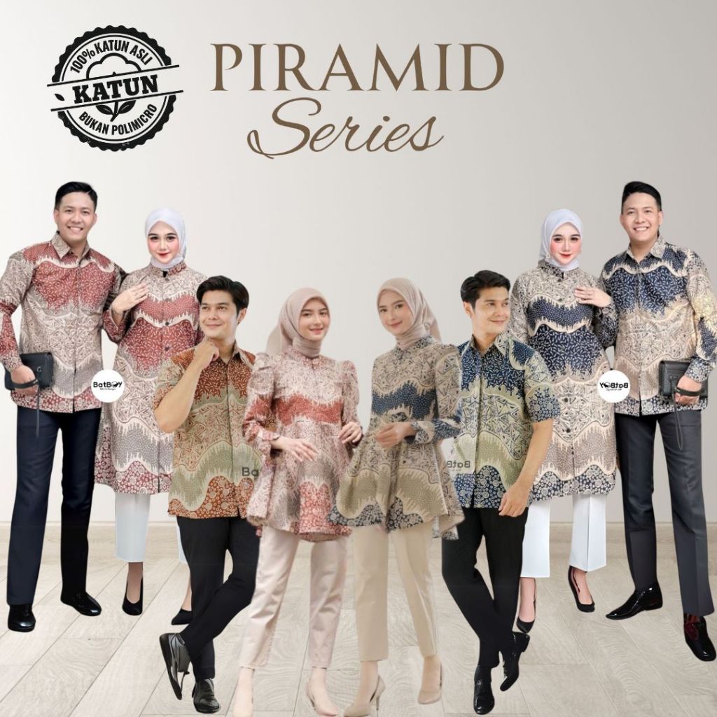 Jual Piramid Series Blouse Hem Tunik Kemeja Batik Sarimbit Couple Keluarga Seragam Modern Dewasa ...