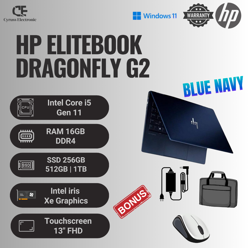 Jual Laptop HP Elitebook Dragonfly G2 Core i5 11th Gen Ram 16GB Ssd ...