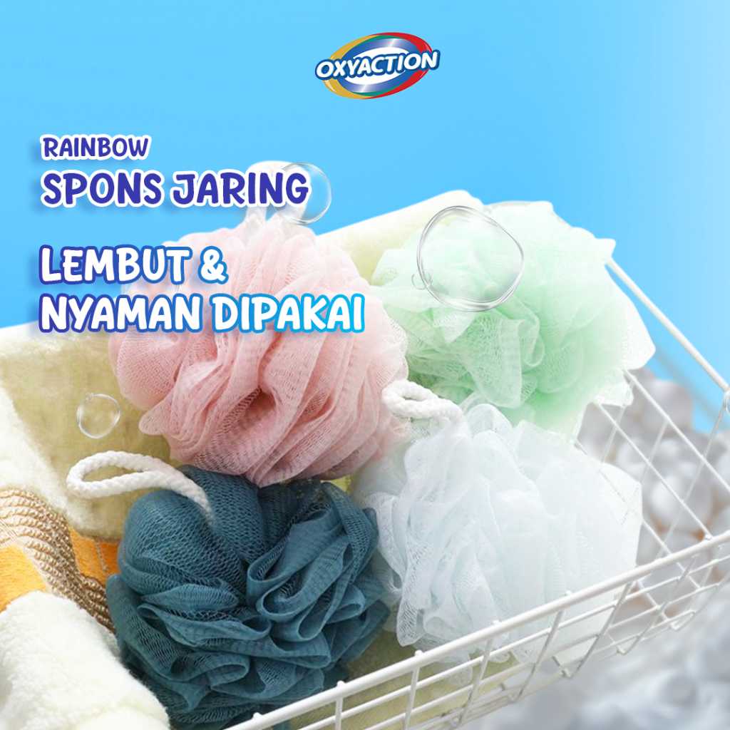 Jual OXYACTION Spons Mandi Jaring Rainbow Spon Bath Bulat Pelangi Tebal ...