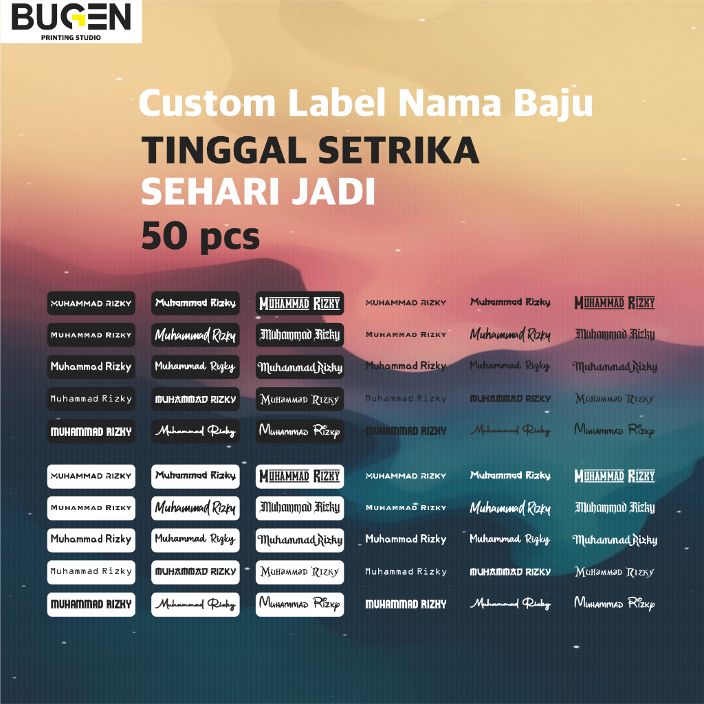 Jual 50pcs Stiker Custom Label Nama SEHARI JADI Untuk Kaos Kain Hijab ...