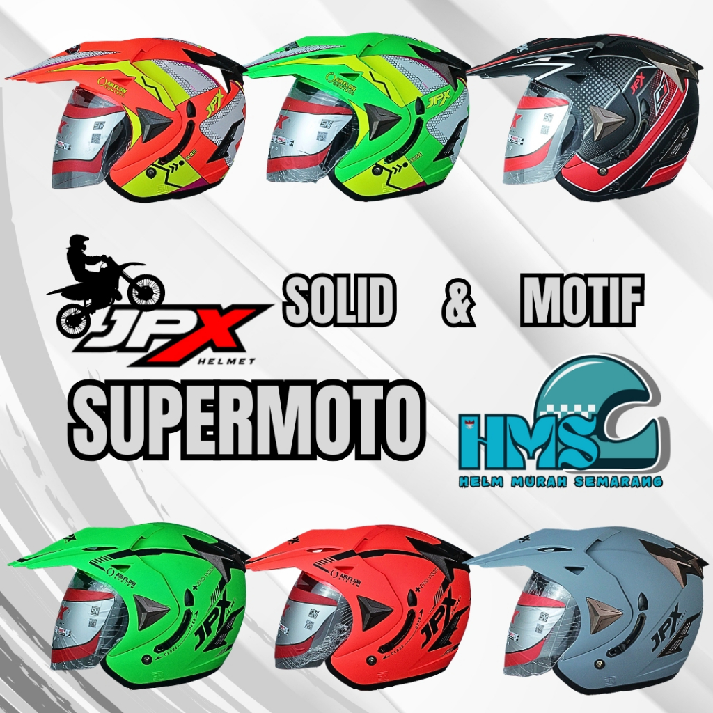 Jual HELM JPX SUPERMOTO MOTIF & SOLID WARNA LENGKAP ORIGINAL, HELM JPX ...