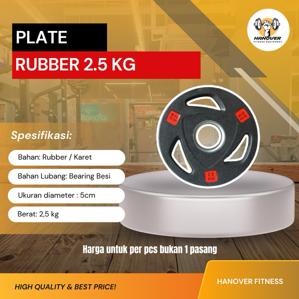 Jual HANOVER FITNESS | Plate rubber 2,5 kg weight plate beban alat ...
