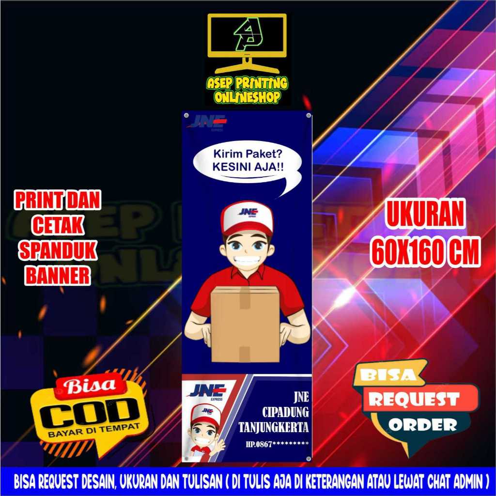 Jual PRINT CETAK SPANDUK BANNER 60X160 JNE KIRIM PAKET CUSTOM DESAIN ...
