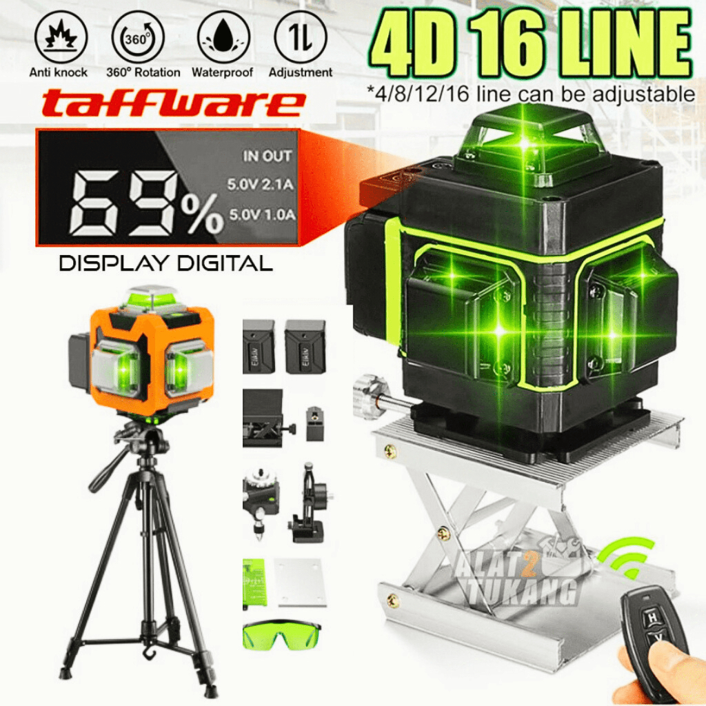 Jual Hilda Laser Level 4D 16 Lines Self Leveling Laser Sinar Hijau ...