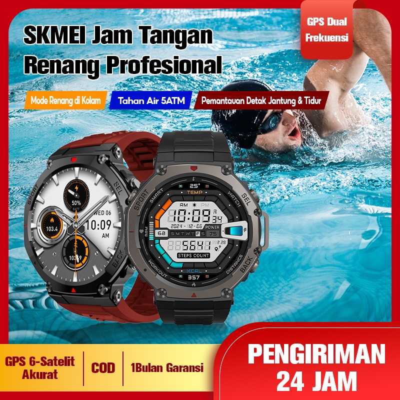 Jual skmei b78 Smart watch GPS Map 1.43 Amoled 5ATM jam tangan cowoktahan air Waterproof Compass ...