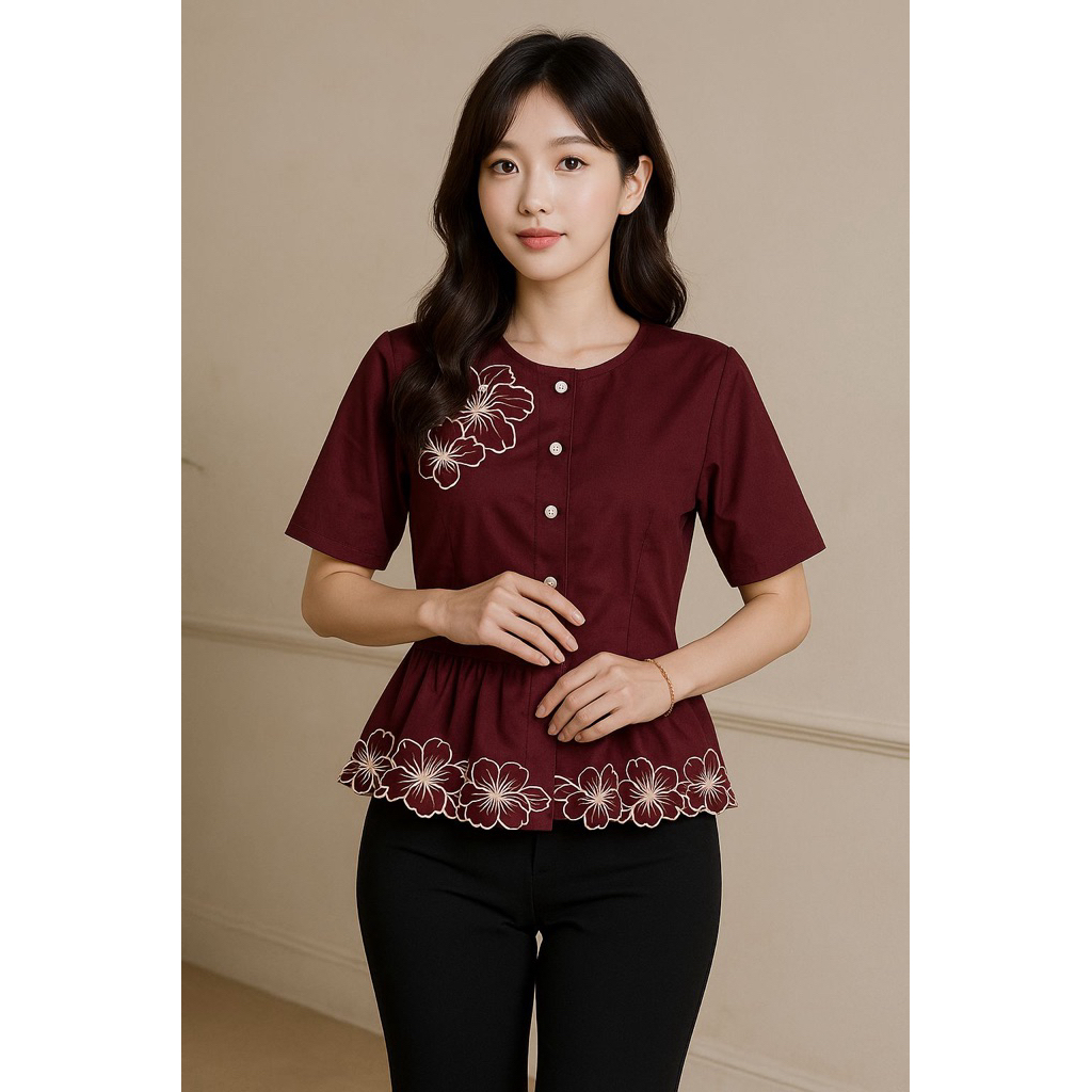 Jual NUERA SYDNEY Blouse merah | atasan merah | Shopee Indonesia