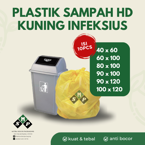 Jual (40 PCS) Plastik Kresek Sampah Kuning Medis HD / Kantong Sampah ...