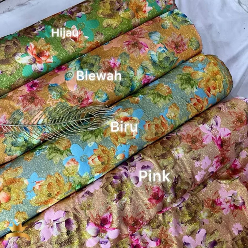 Jual KAIN LACE BONDING PRINT GLITTER MOTIF BUNGA SUPER MEWAH | Shopee ...