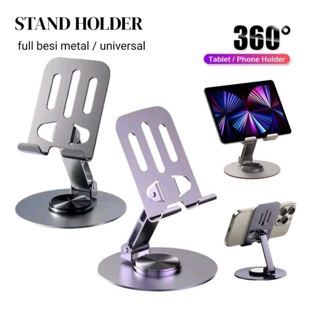 Jual T12 Holder Hp Besi Metal Aluminium Rotasi 360 Derajat Holder Phone ...